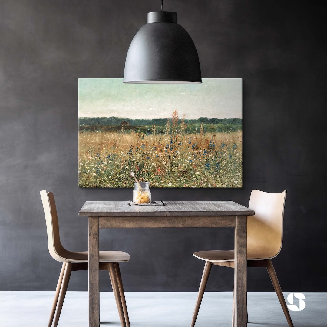 Vintage Wildflowers Field Canvas, Wildflowers Field Prints, Neutral ...