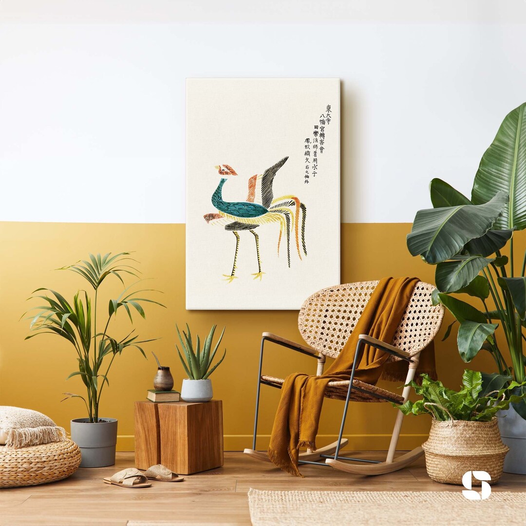 Taguchi Tomoki Print, Crane Poster, Vintage Japanese Art Canvas ...