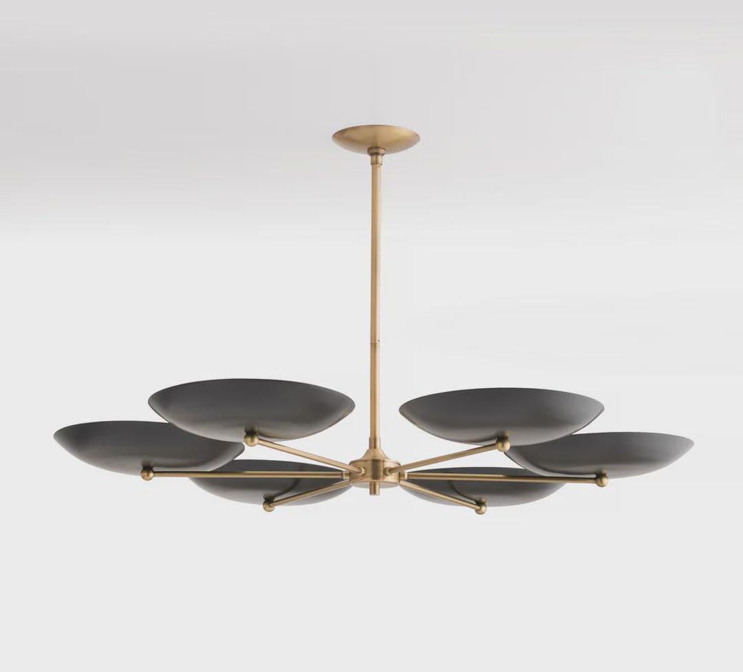 Mid-century Modern Brass Chandelier | Griffith Six Light Chandelier ...