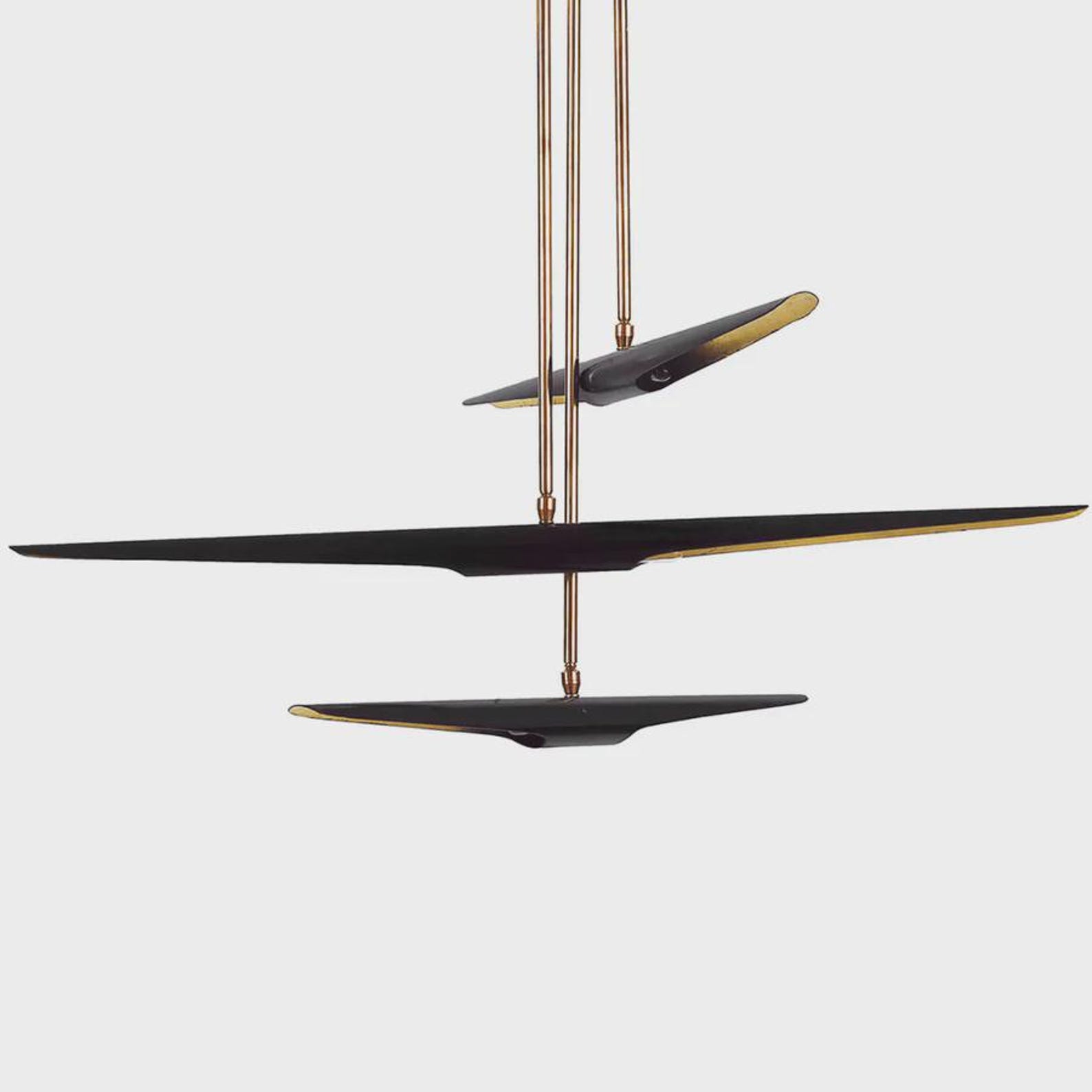 Mid Century Stilnovo Cone 3 Arm Light Shades Brass Sputnik Chandelier ...