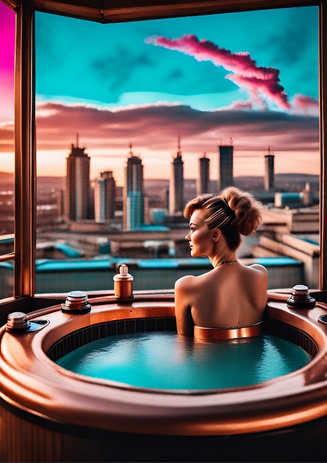 Hot Tub City Portrait Poster - Etsy