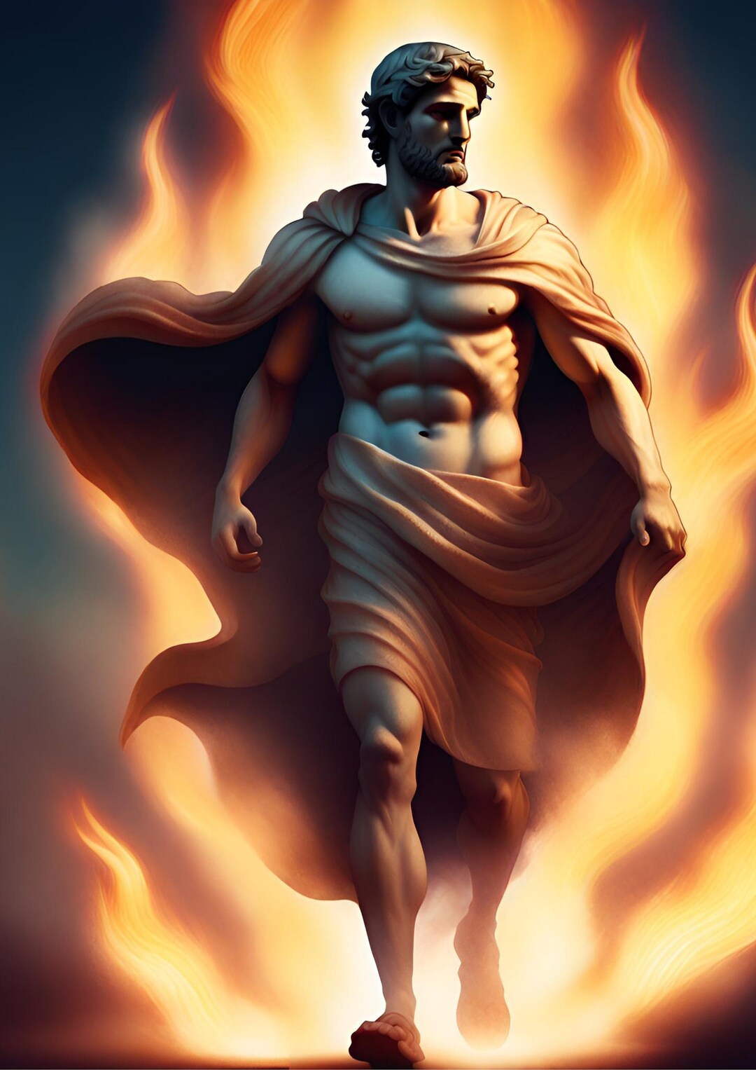 Roman Statue in Flames Portrait Poster - Etsy