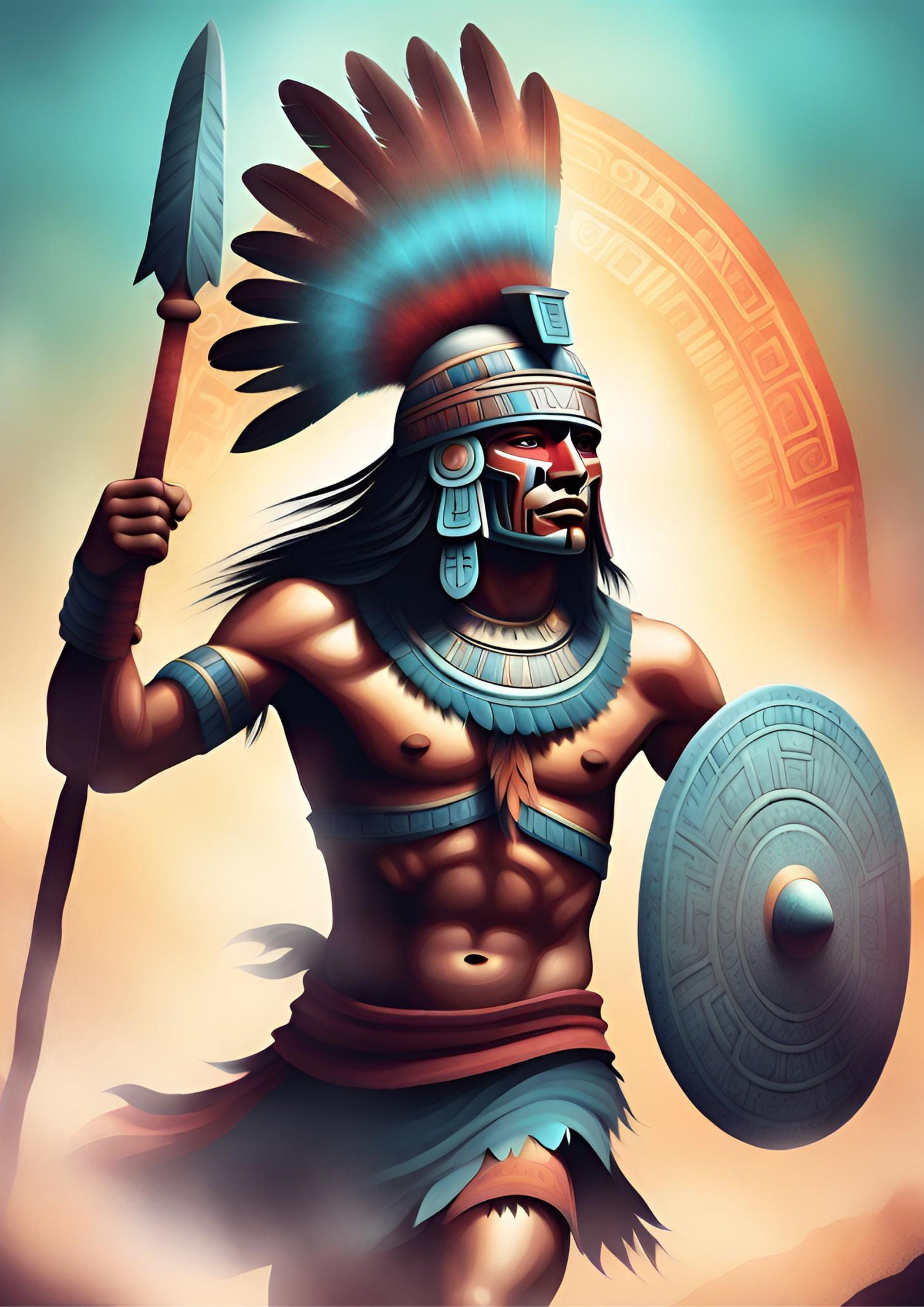 Aztec Soldier Portrait Poster - Etsy