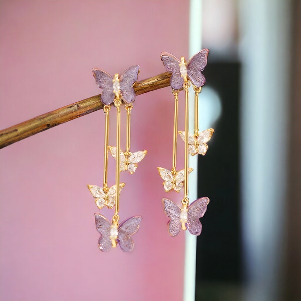 Gold Dangle Butterfly Earring - Etsy