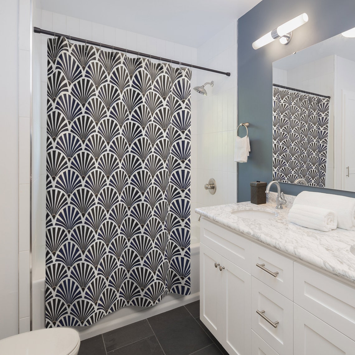 Geometric Art Style Shower Curtain, Bathtub Curtain, Tub Curtain - Etsy