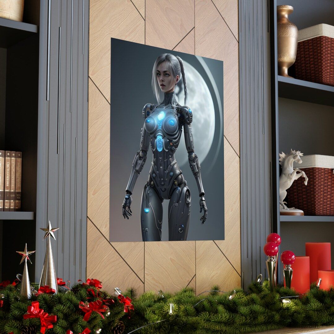 Pretty Cyborg Woman in Space Matte Vertical Posters - Etsy