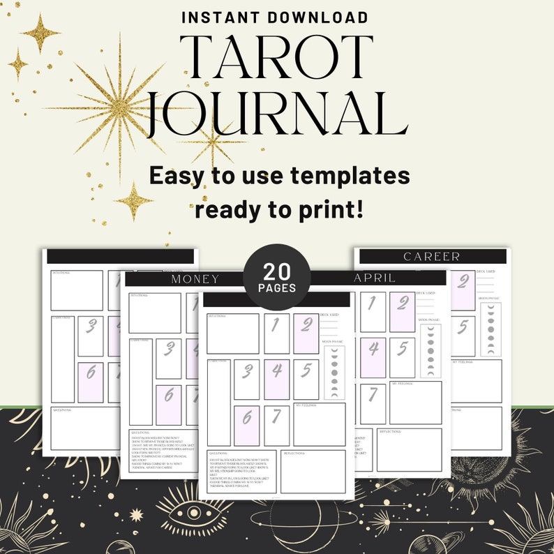 Tarot Journal, Printable PDF, Planner Page Bundle, Tarot Reading ...