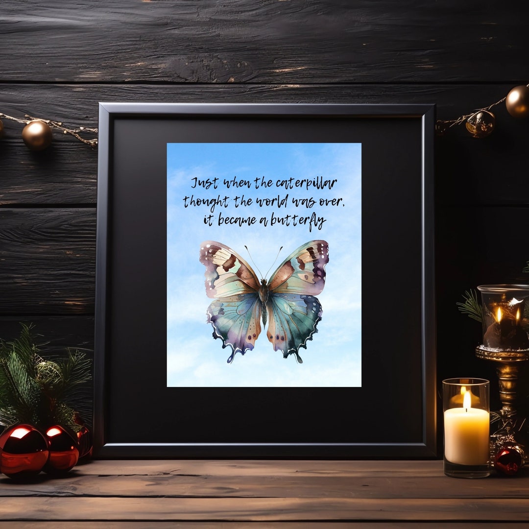 Butterfly Wall Art Printable, Inspirational Quote, Instant Download PDF ...