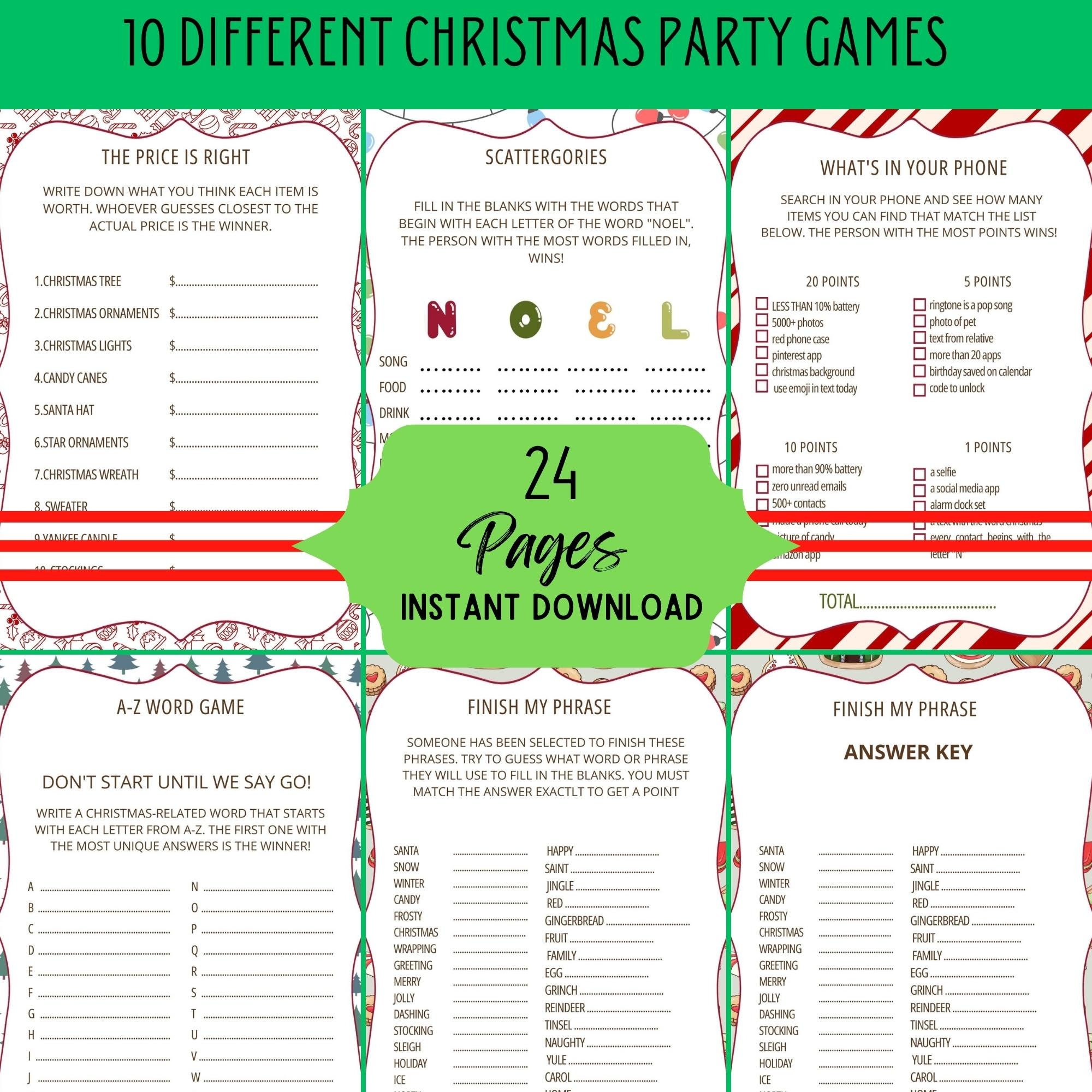 Christmas/holiday Game Bundle, Party Game Pack, Printable PDF Party ...
