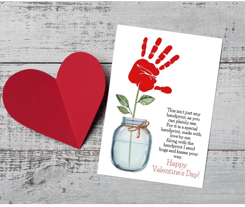 Printable Valentine Handprint Activity. Childs Handprint Rose Printable ...