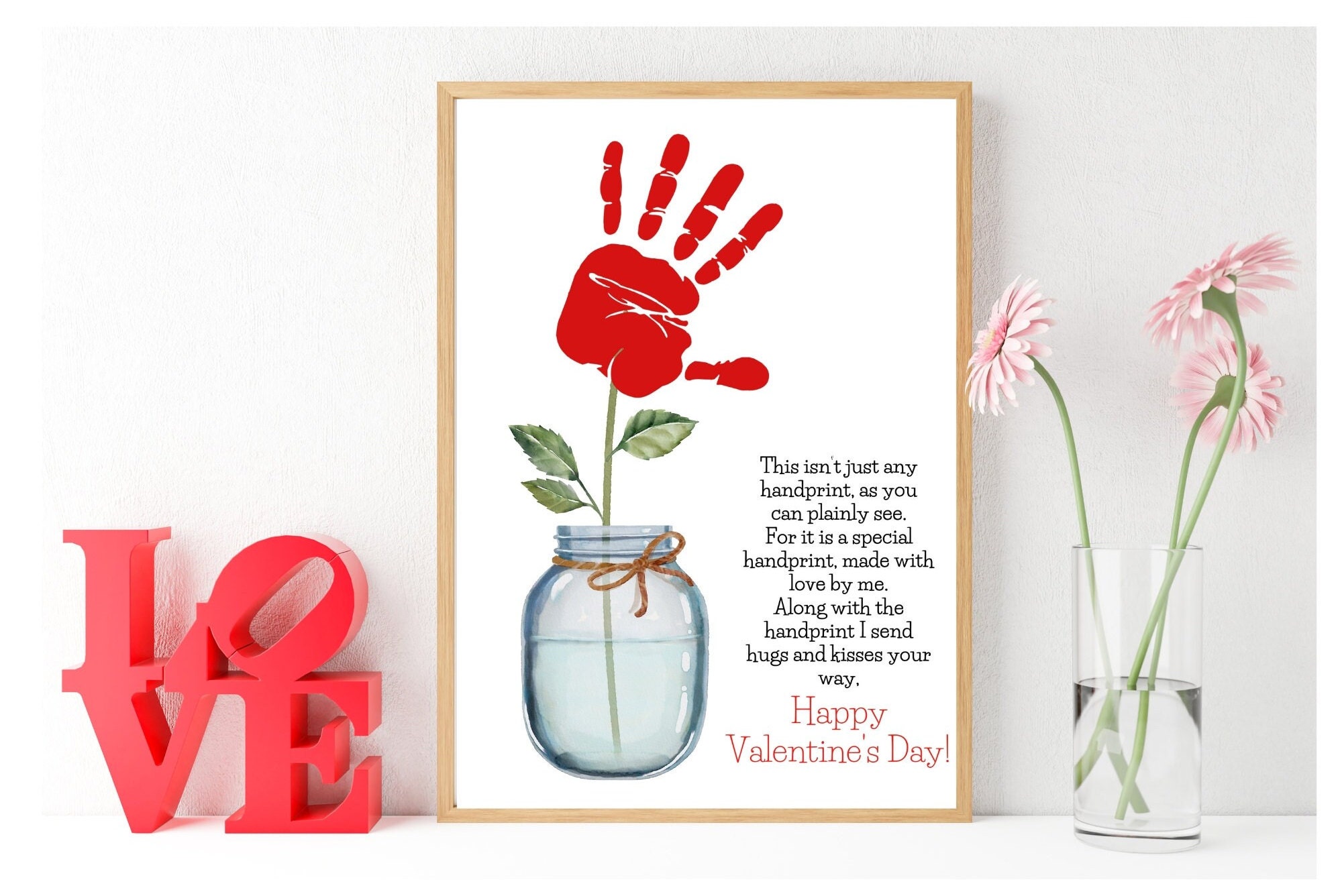 Printable Valentine Handprint Activity. Childs Handprint Rose Printable ...