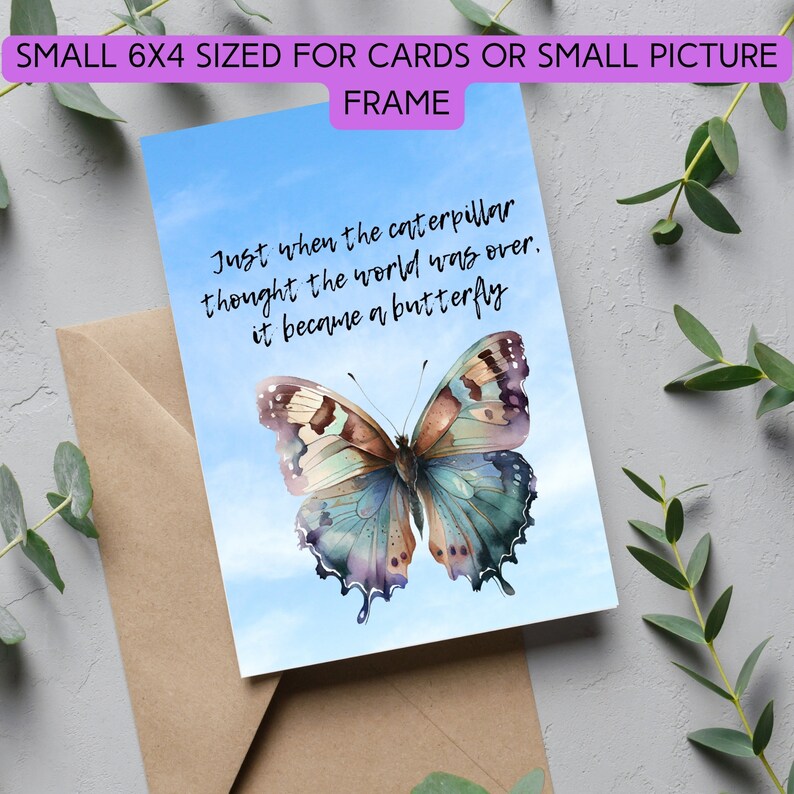 Butterfly Wall Art Printable, Inspirational Quote, Instant Download PDF ...