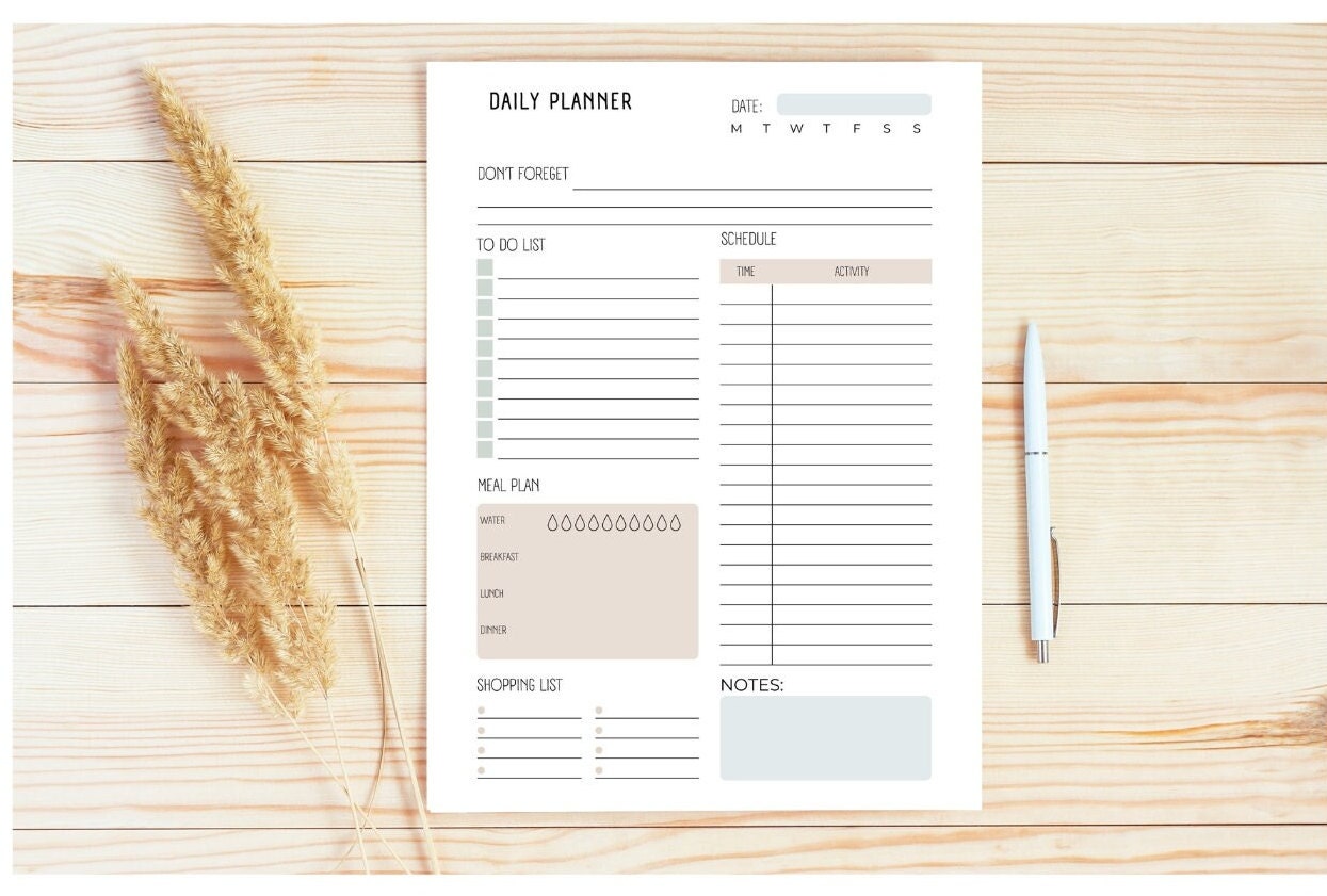 Printable Daily Schedule ADHD Planner Daily Task Sheet - Etsy