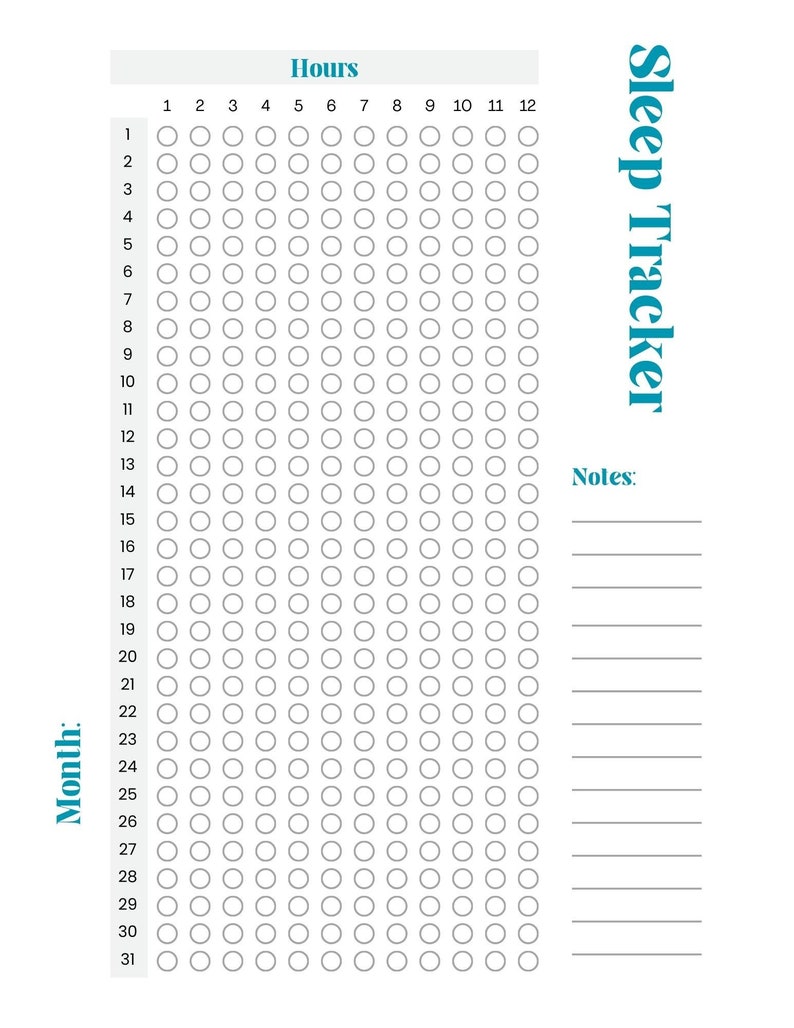 Sleep Tracker, Bubble Journal, Journal Page, Planner, Journaling - Etsy
