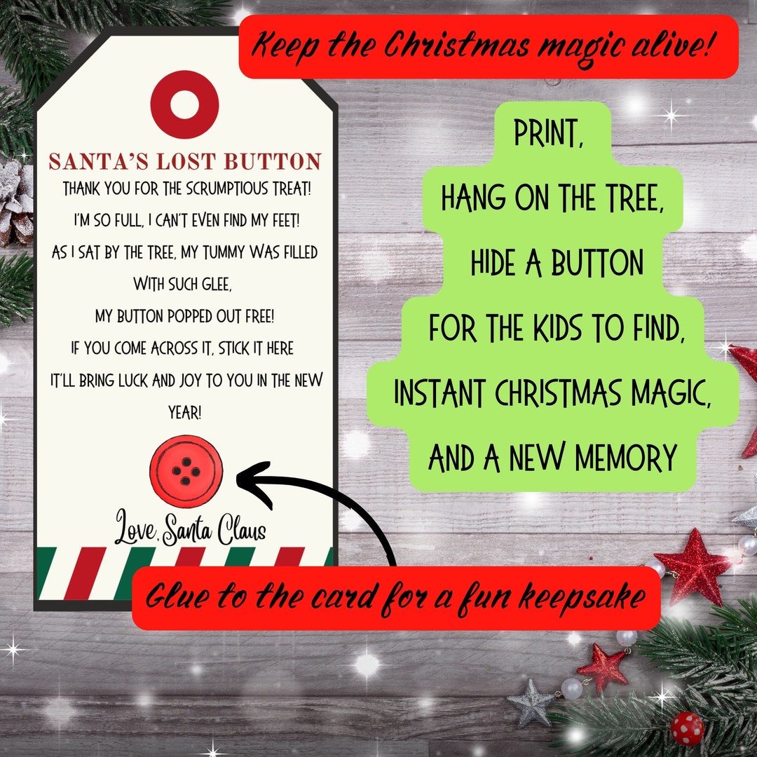 Santa's Lost Button Printable, Download Pdf, Christmas Activity for ...