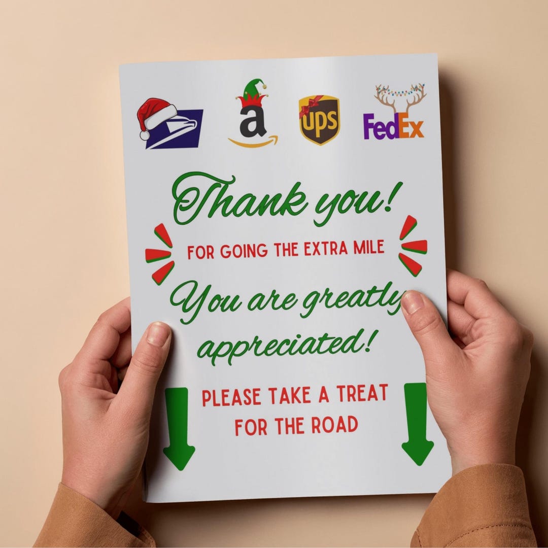 Delivery Driver Thank You Sign: Holiday Snack Printable (PDF) - Etsy