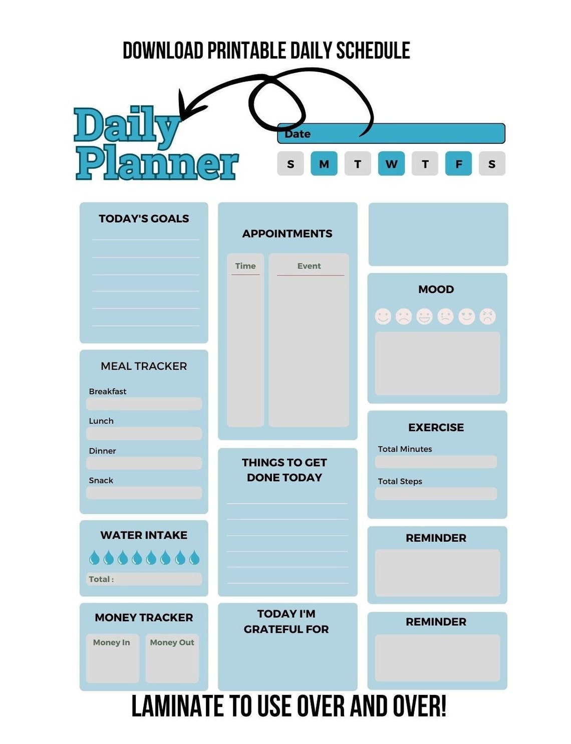 Printable Daily Schedule, ADHD Planner, Daily Task Sheet, Daily To-do ...