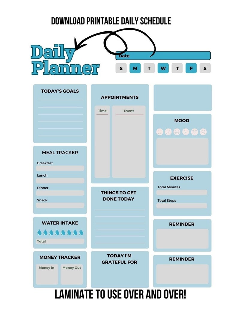 Printable Daily Schedule, ADHD Planner, Daily Task Sheet, Daily To-do ...