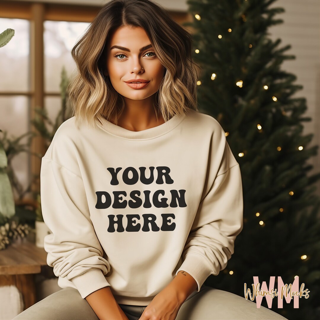 Gildan 18000 Sand Mockup Gildan Sand Sweatshirt Christmas - Etsy