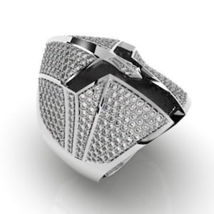 SPARTAN RING 14k Gold Plating Diamond Warrior Ring 925 Sterling Silver ...