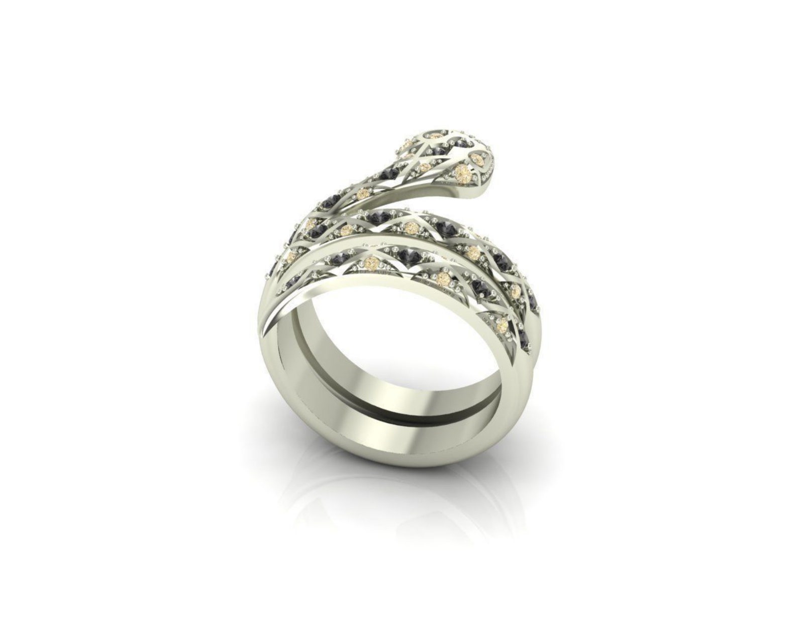 Black Onyx Snake Ring, 925 Sterling Silver Dainty Serpent Ring, Snake ...