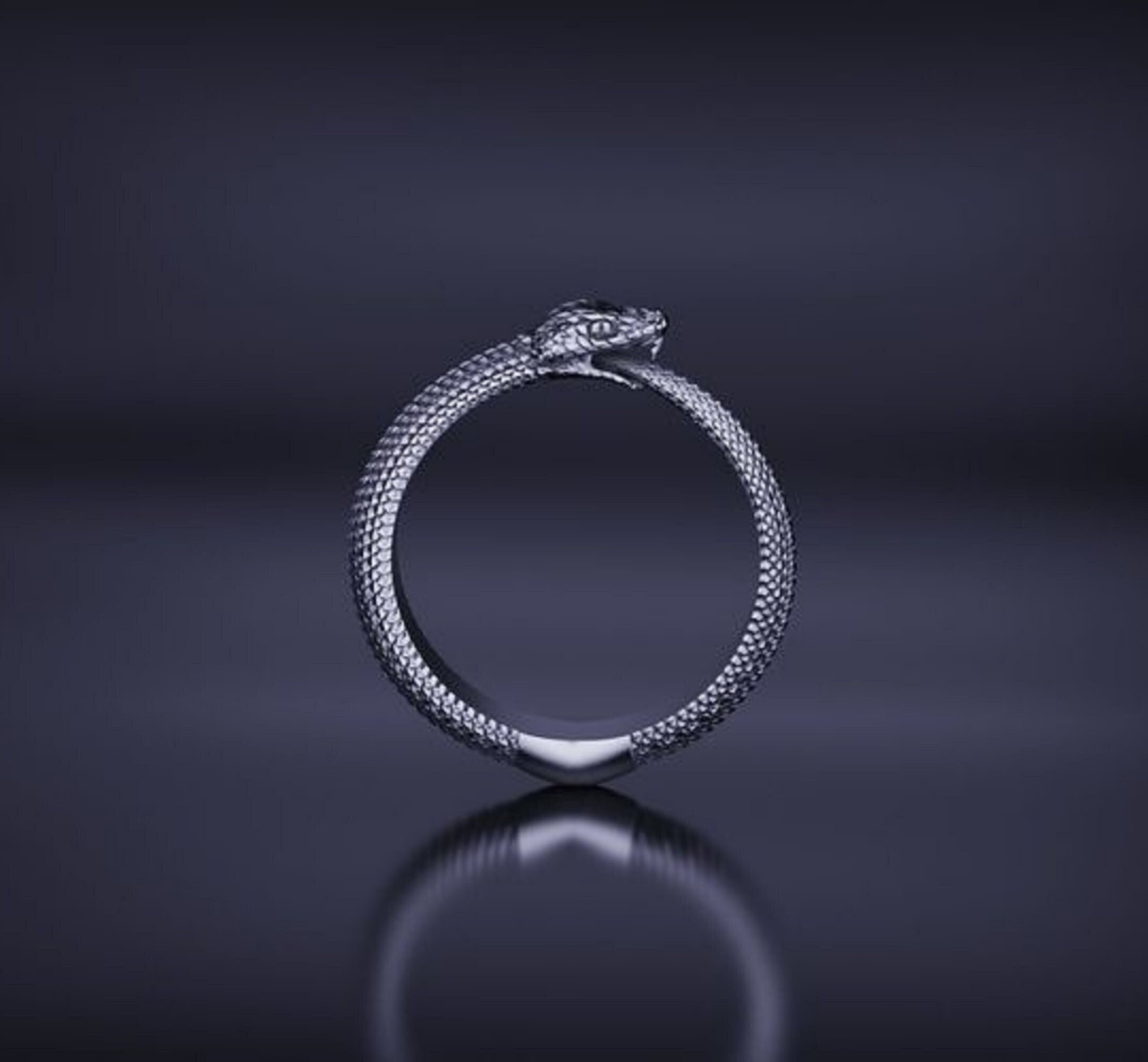 14k Solid Gold Ouroboros Snake Ring, Delicate Ouroboros Jewellery ...