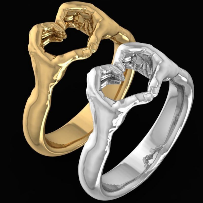 Heart Hands Ring - Etsy