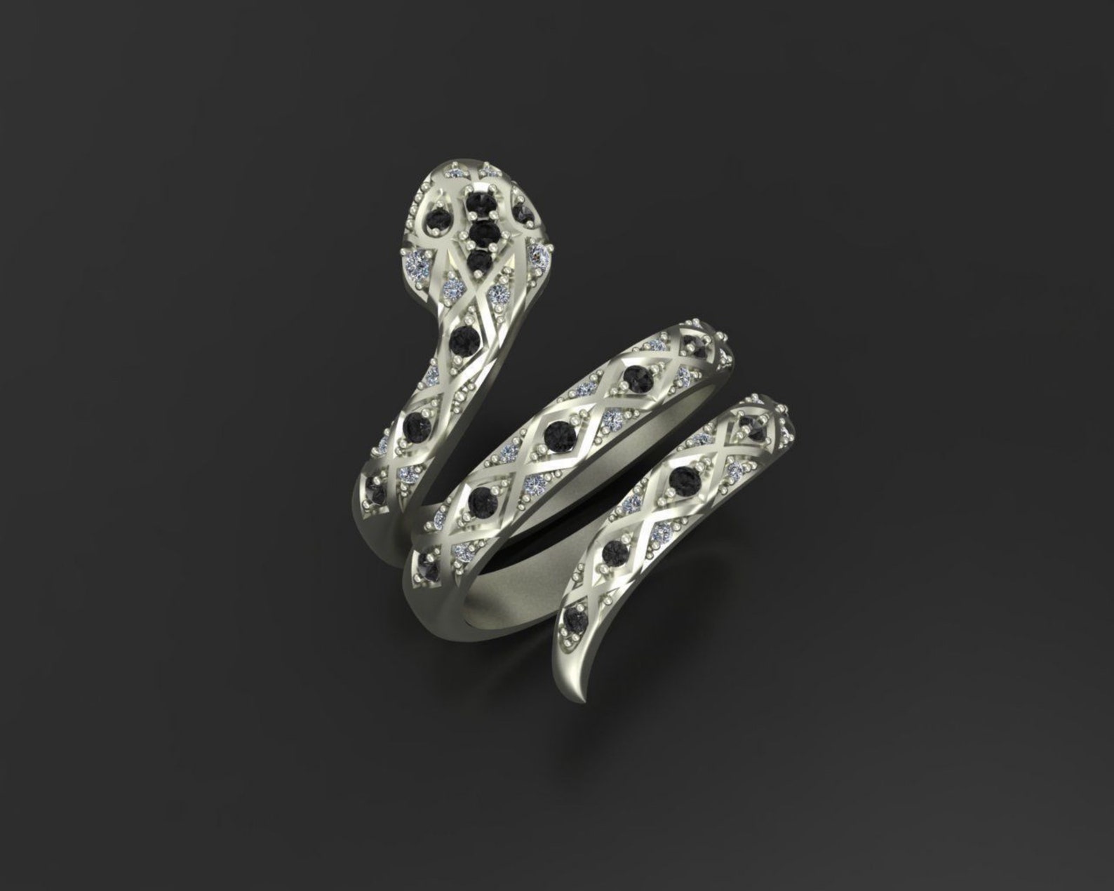 Black Onyx Snake Ring, 925 Sterling Silver Dainty Serpent Ring, Snake ...