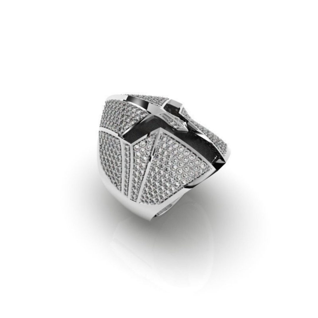 SPARTAN RING 14k Gold Plating Diamond Warrior Ring 925 Sterling Silver ...