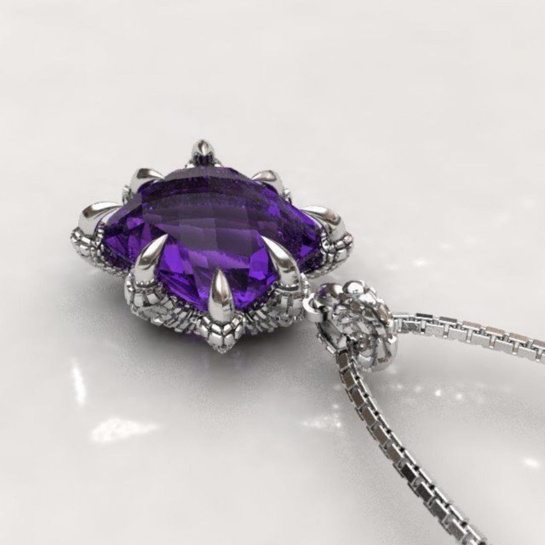 Amethyst Dragon Claw Pendant: Sterling Silver Mythical Necklace - Etsy