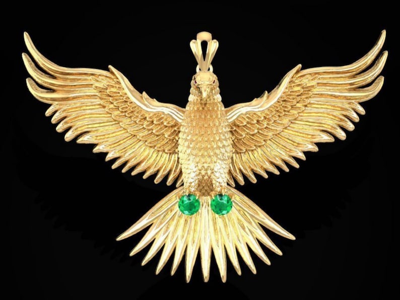 Handmade 14k Gold Eagle Pendant Necklace: Sterling Silver Charm Jewelry ...