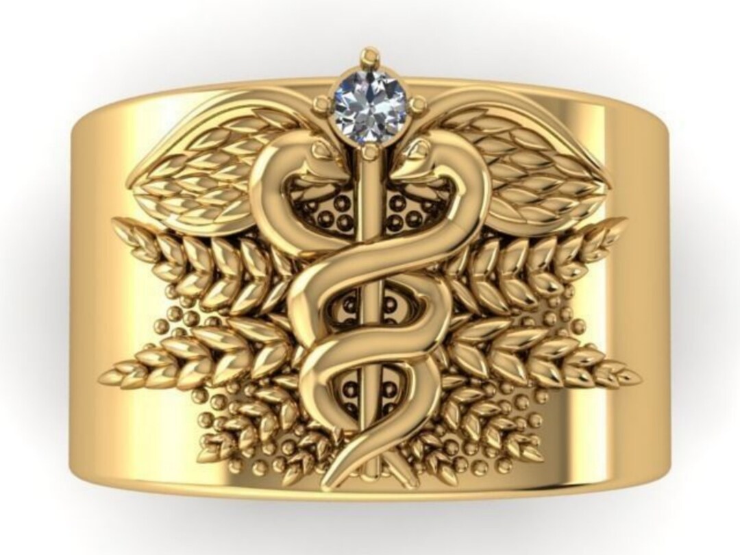 Sterling Silver Caduceus Ring: Handmade Medical Symbol Jewelry - Etsy