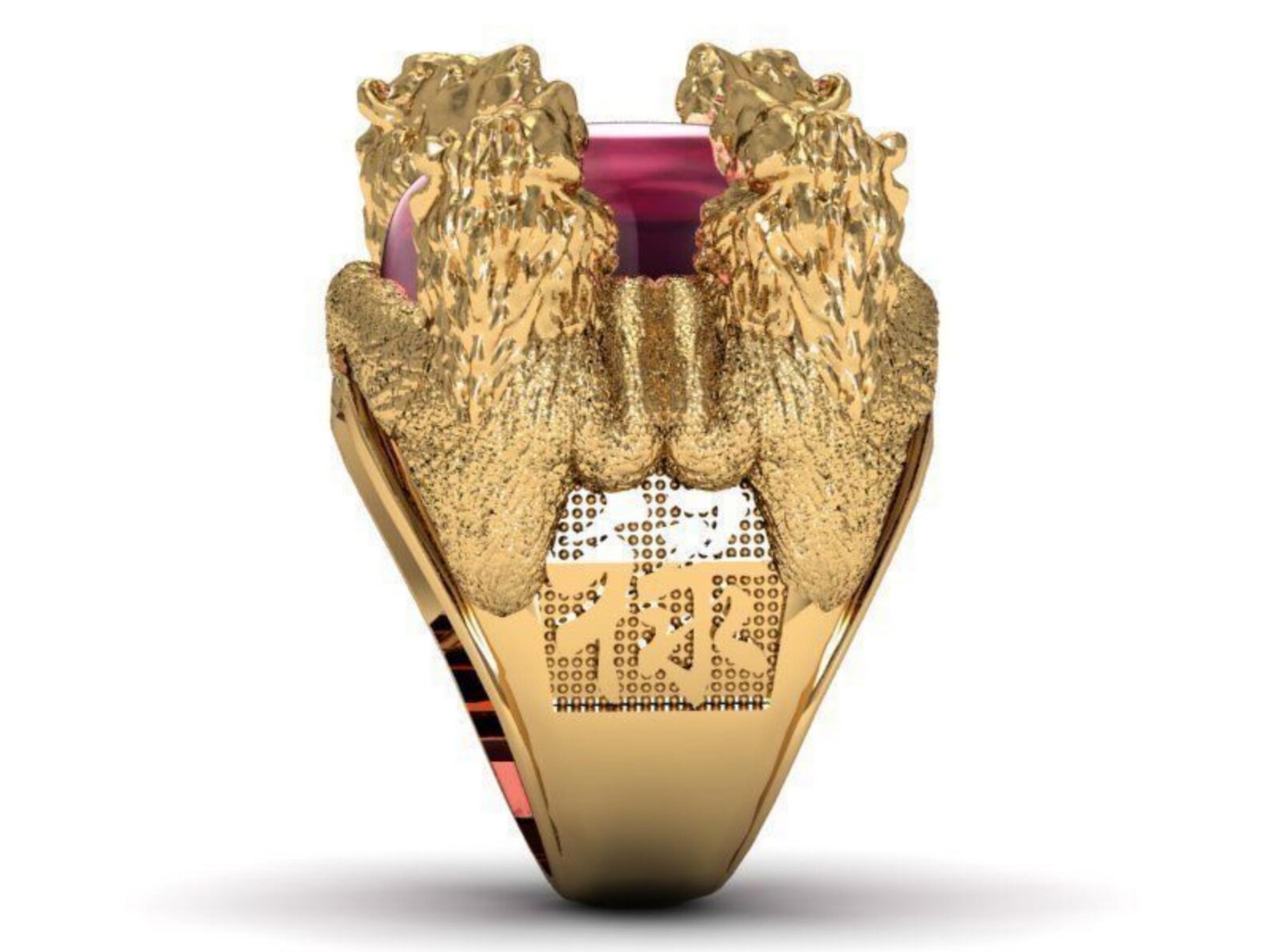 14k Gold Lion Ruby Ring, Celtic Handmade Hip Hop Ring for Men Lion ...