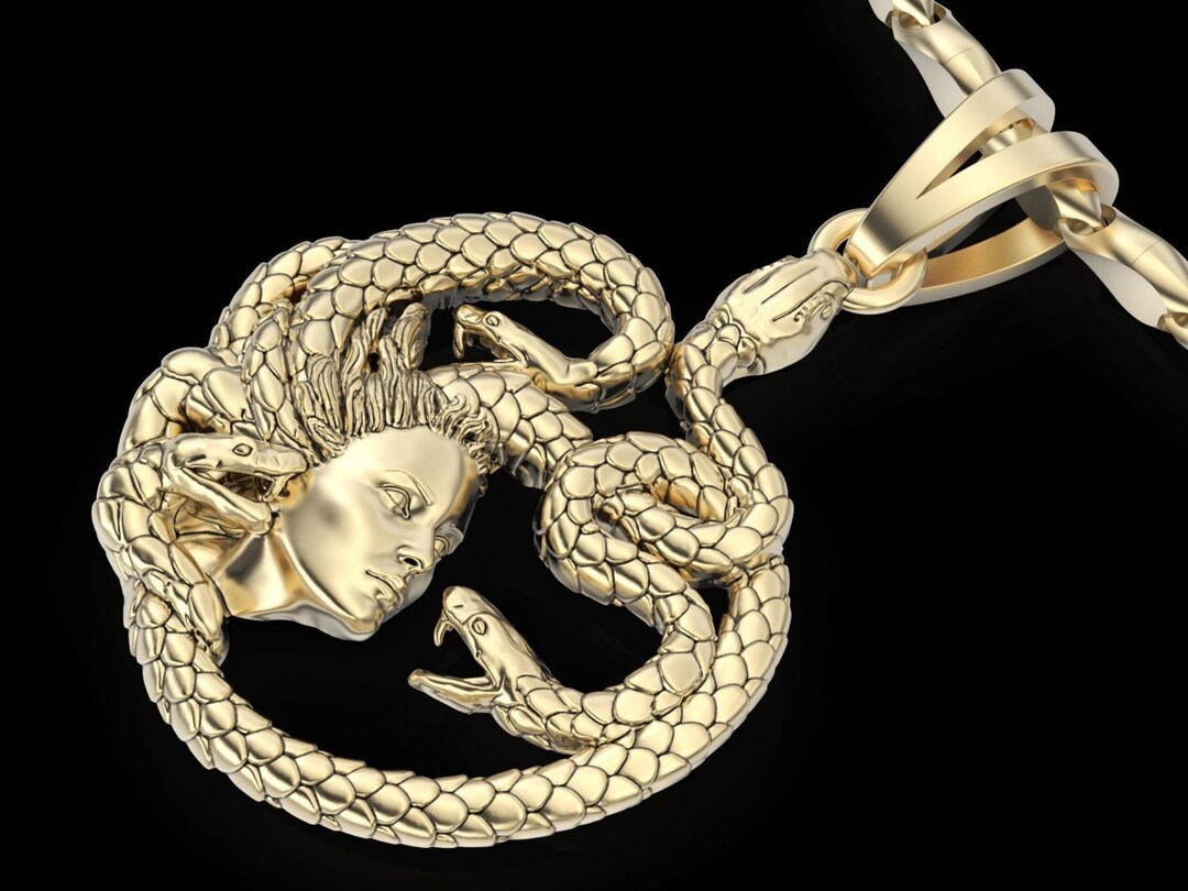 Gold Vermeil Medusa Pendant Necklace: Sterling Silver Snake Gorgon ...