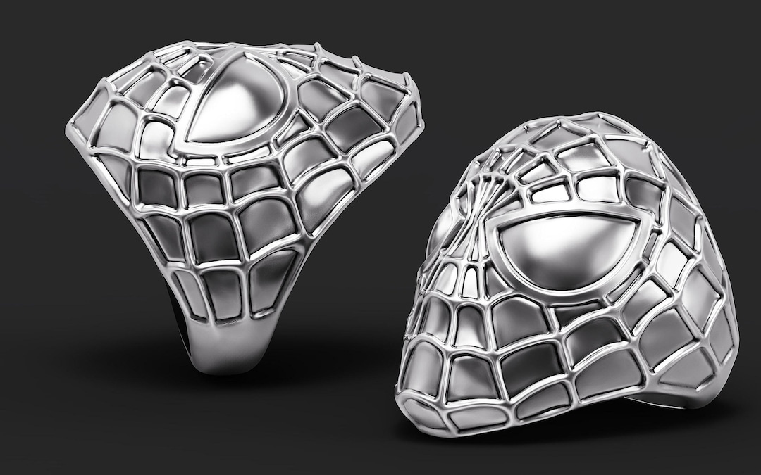 Spiderman Mask Ring: 925 Sterling Silver Spider Web Signet - Etsy
