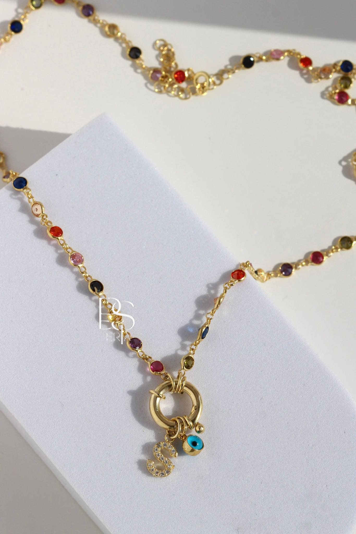 Rainbow Letter Necklace, Colorful Necklace,initial Necklace ...