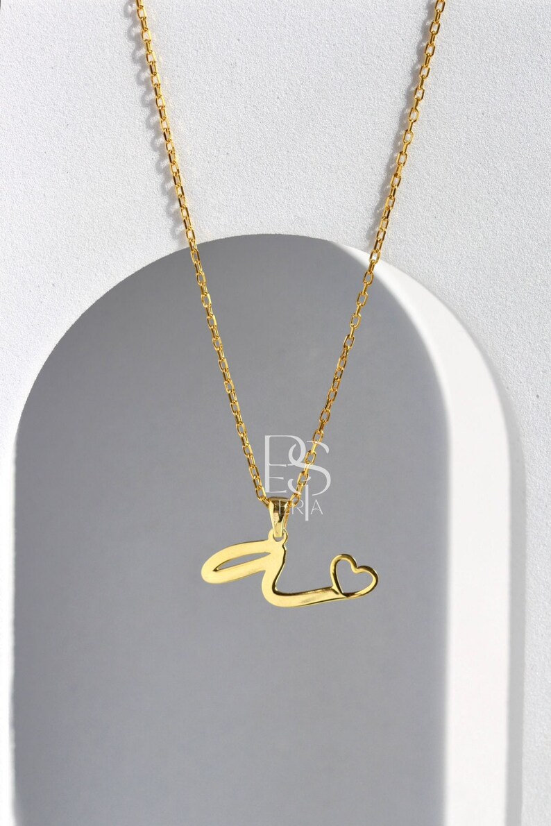 Heart Initial Necklace, Heart Letter Necklace, Custom Letter Necklace ...