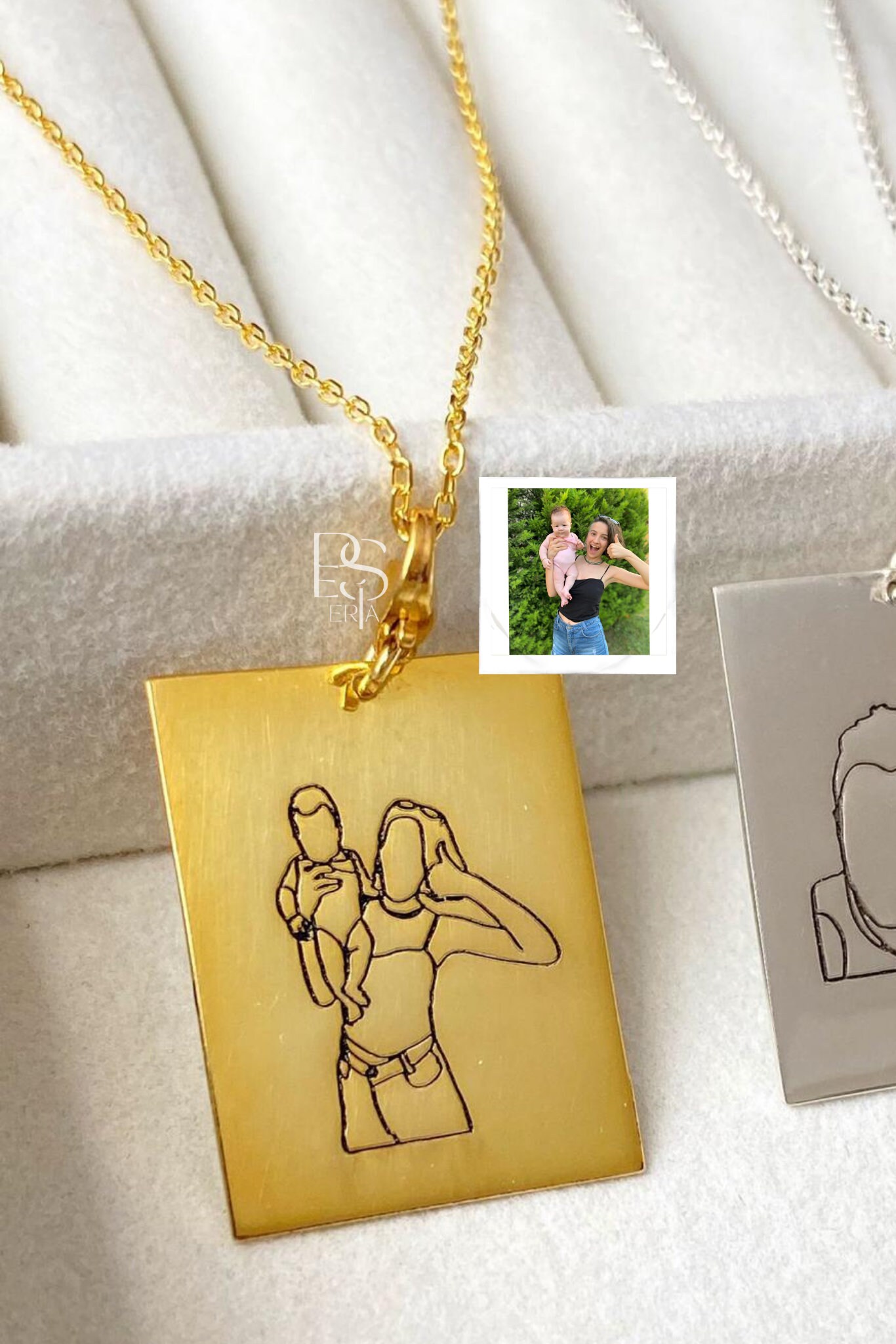 Personalized Photo Drawing Necklace, Personalized Photo Engraved ...