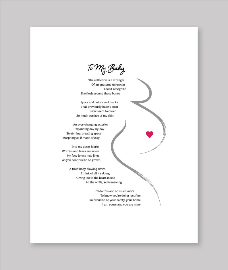 Pregnancy Poem Digital Wall Art Poem for Baby Printable Poem for New ...