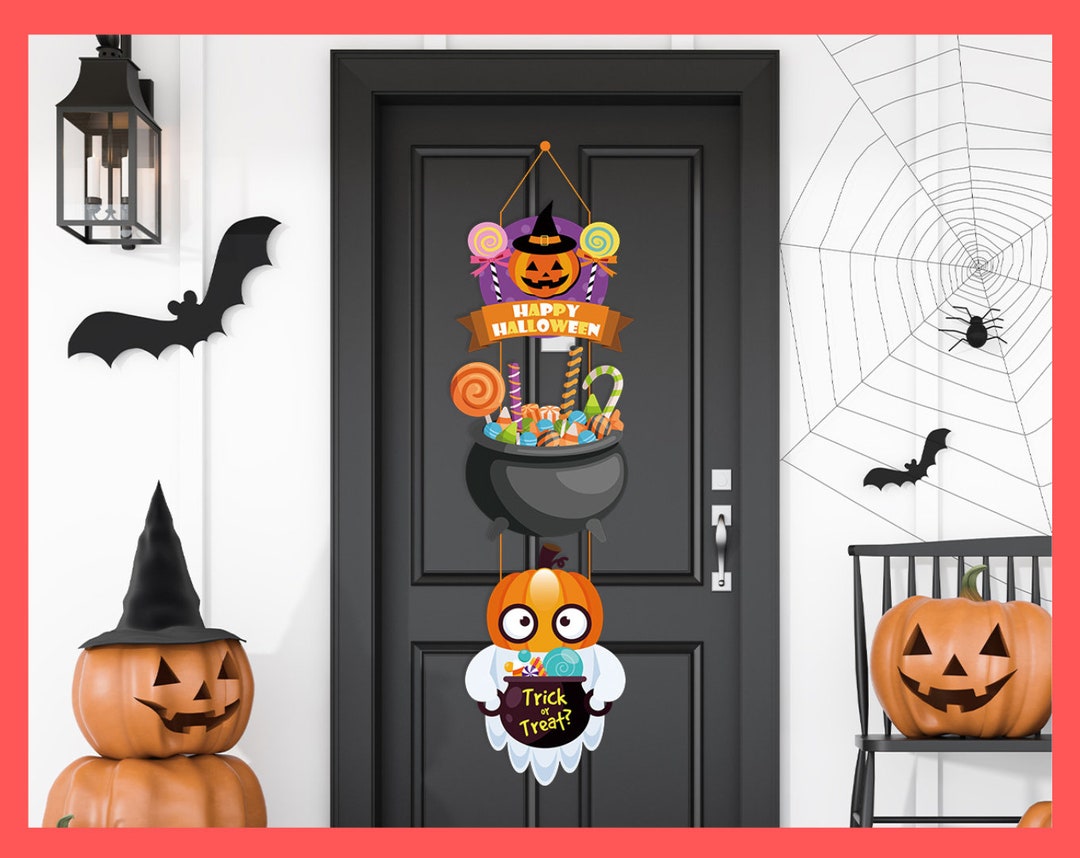 Spooky Pumpkin Door Decoration Halloween - Etsy