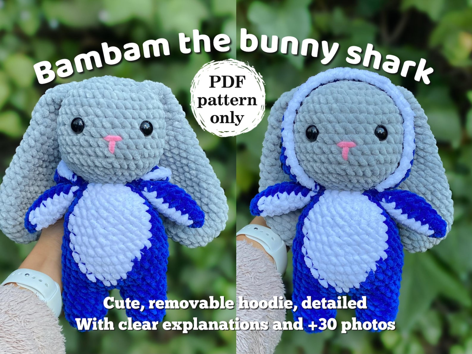 Bambam the Bunny Shark Crochet Pattern Amigurumi PDF Download Cute ...