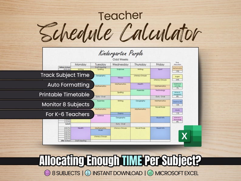 Teacher Schedule Creator | Timetable Calculator | | Digital & Printable ...