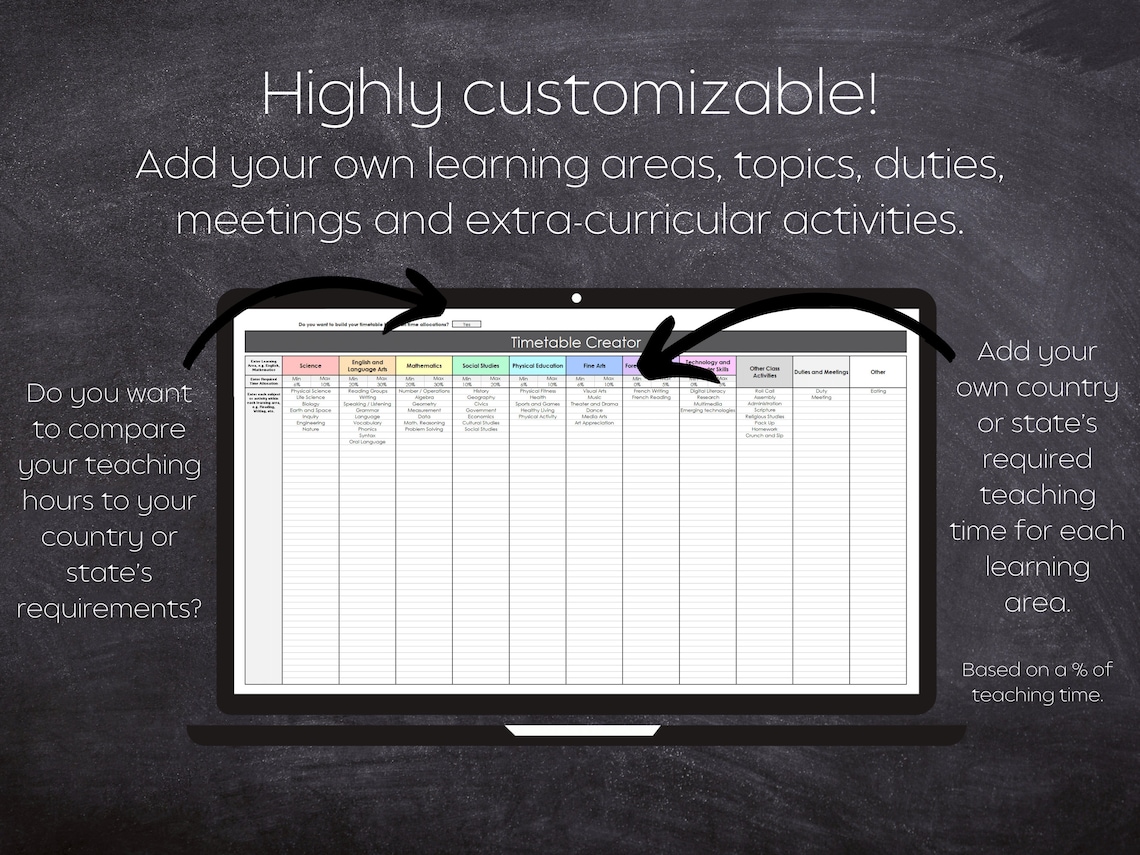 Teacher Schedule Timetable Creator Generator Weekly Plan Digital ...