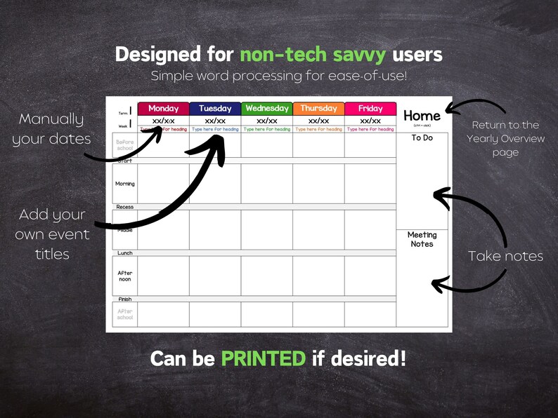 Australian Teacher Digital Weekly Planner Microsoft Word Printable ...