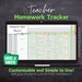 Teacher Homework and Assignment Tracker Spreadsheet Customizable ...