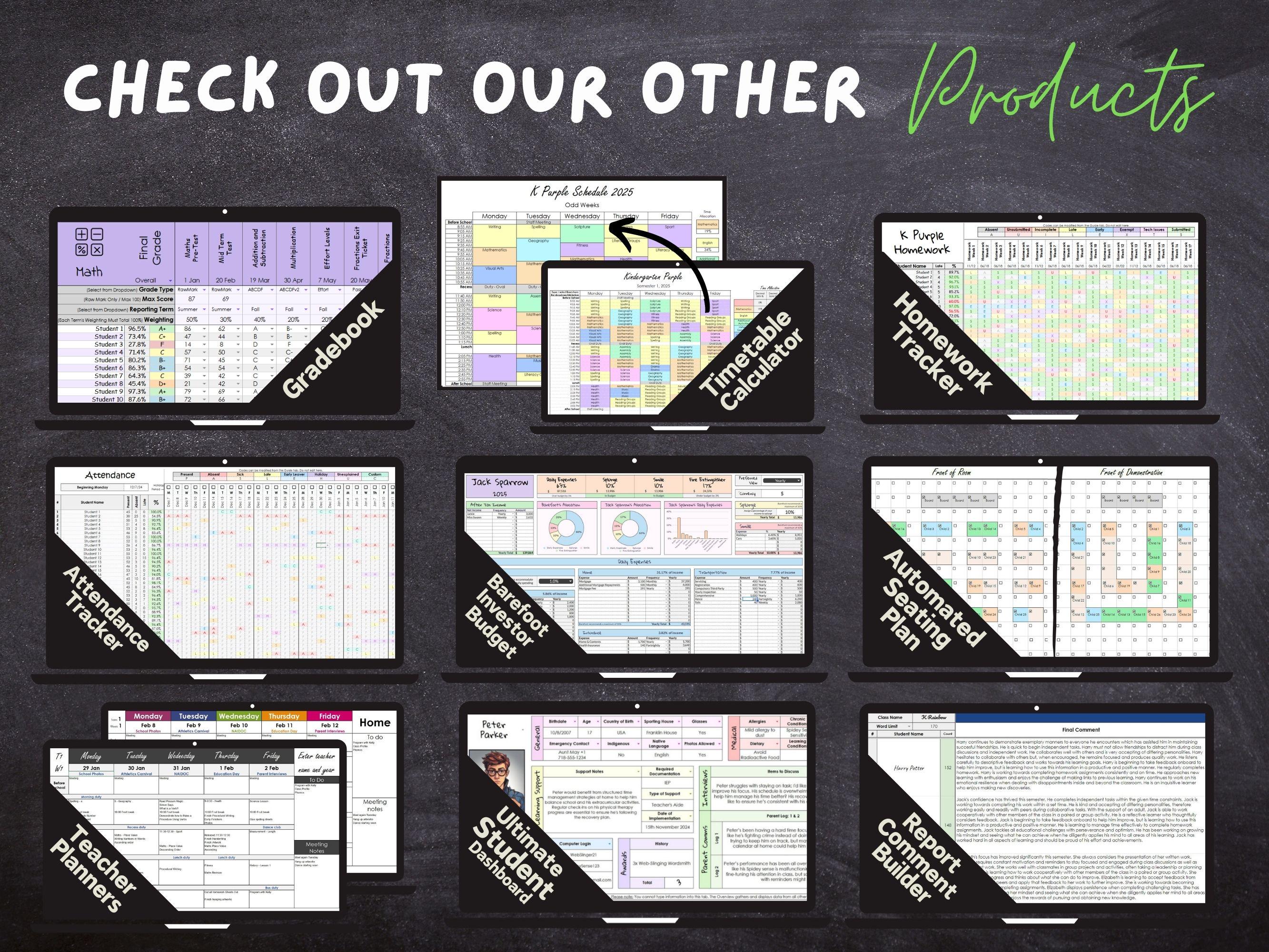 Teacher Homework And Assignment Tracker Digital Spreadsheet Editable