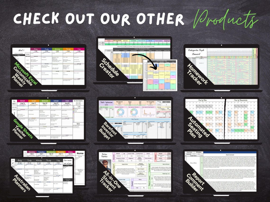 Teacher Homework and Assignment Tracker Spreadsheet Customizable ...