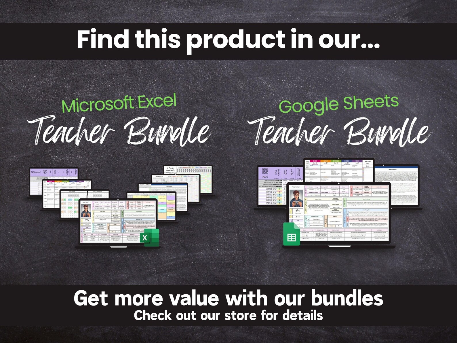 Teacher Gradebook for Google Sheets & Excel | Track 40 Students Across ...