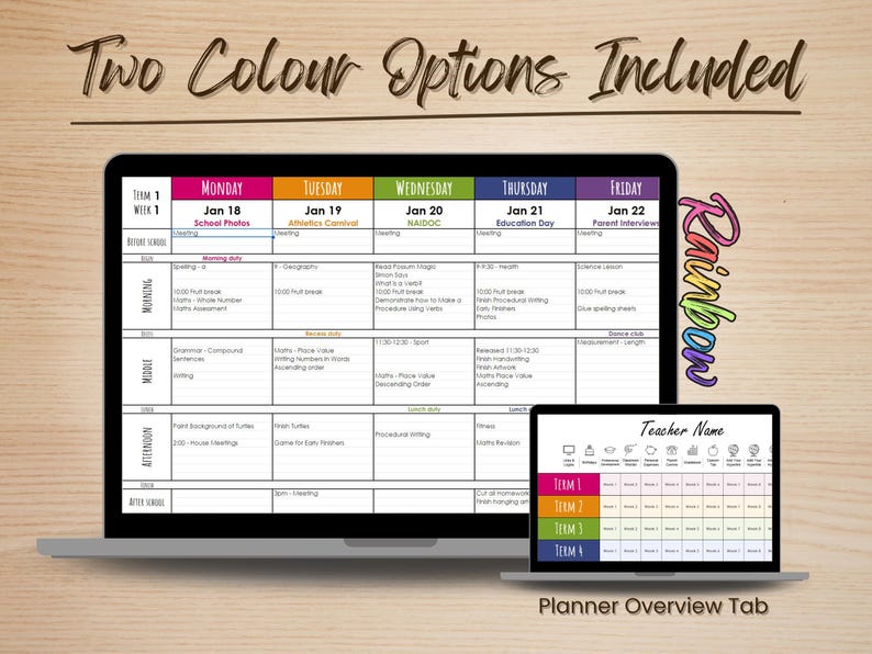 Australian Teacher Digital Weekly Planner - Automatic Dates - Microsoft ...