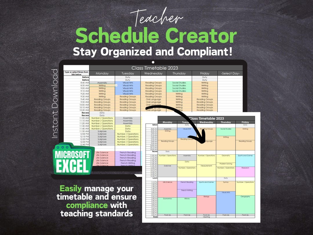 Teacher Schedule Timetable Creator Generator Weekly Plan Digital ...